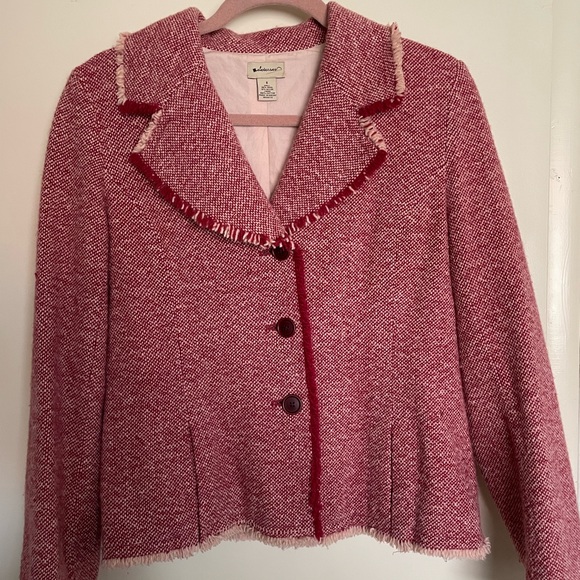 elevenses | Jackets & Coats | Elevenses Pink Tweed Blazer Anthropologie ...